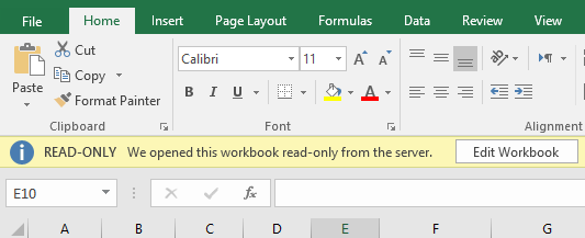 MS Excel 2016 Opens Workbooks As Read only TCSP